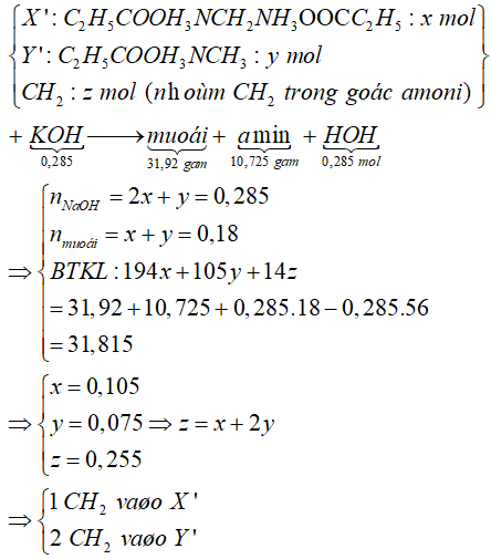 Hỗn hợp E gồm chất X (CnH2n+4O4N2) và chất Y (CmH2m+3O2N) đều là các ...