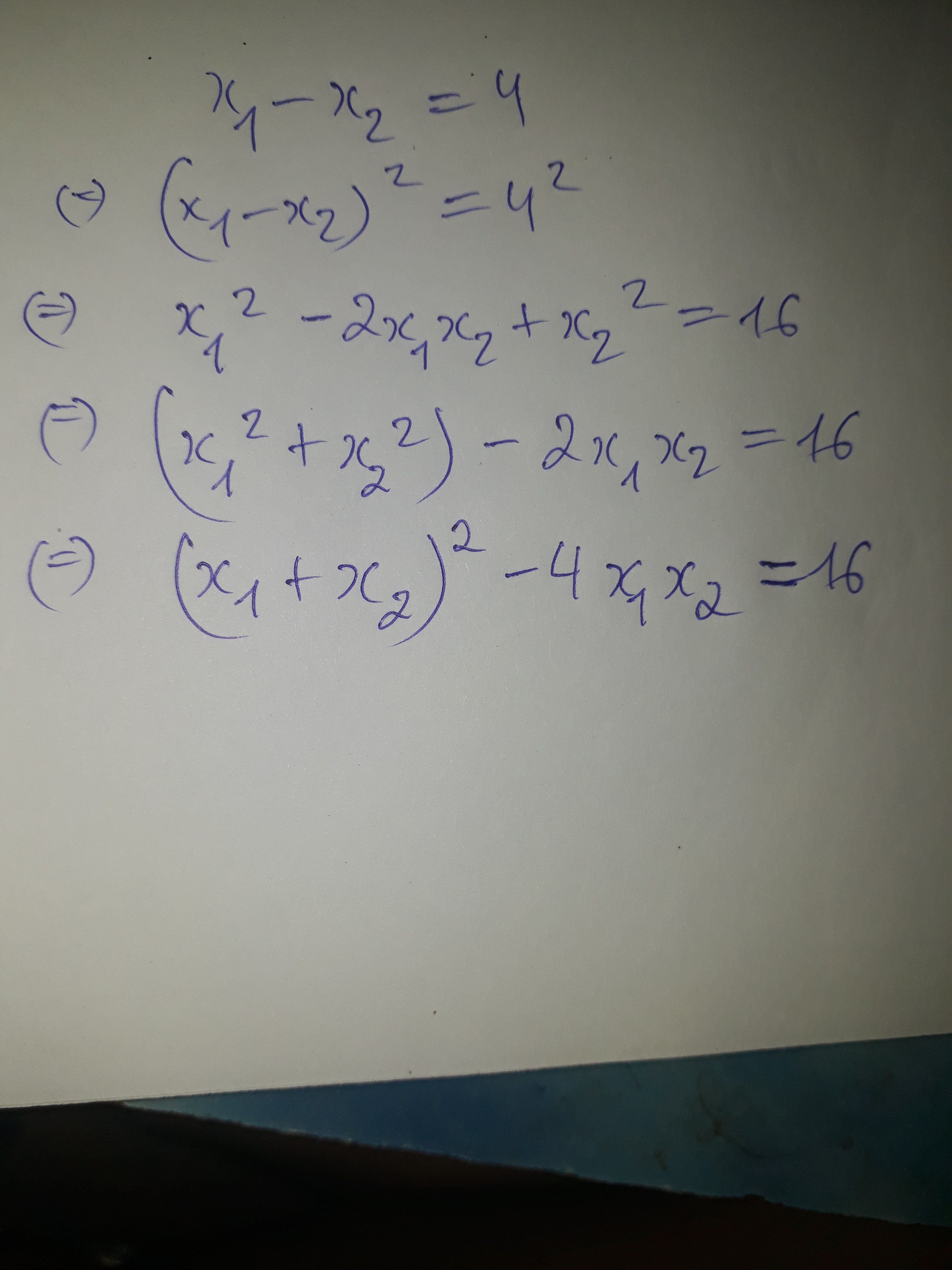 X1-x2=4 chuyển về x1+x2 hoặc x1x2